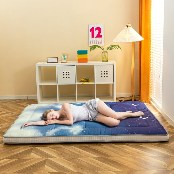 Blue Starry Sky Futon Mattress,Padded Japanese Extra Thick Folding Roll ...