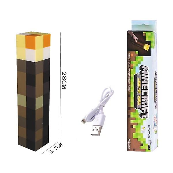 Antorcha Minecraft Brownstone - Luz nocturna LED de 11 pulgadas - USB C ...