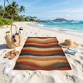 Boho beach towels An abstract painting of wavy lines on a brown ...