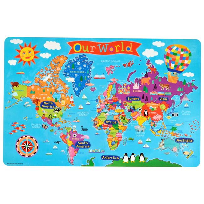 Waypoint Geographic Kids World Place Map for Grade PK Plus, Multi Color ...