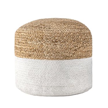 Edgeley Boho Round Pouf in Grey, Natural Woven Braided Jute - Walmart.com