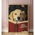 Affixzi Whimsical Golden Retriever Dog Reading Book Art Print - Funny ...