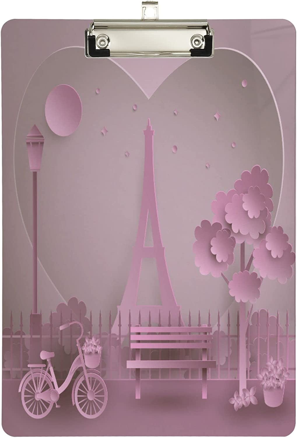 ZHANZZK 3D Paris Eiffel Tower Bicycle Clipboard Hardboard Wood Nursing ...