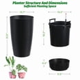 21.7 Inch Upgraded Black Tall Round Planter Set Of 2 With Water Level ...