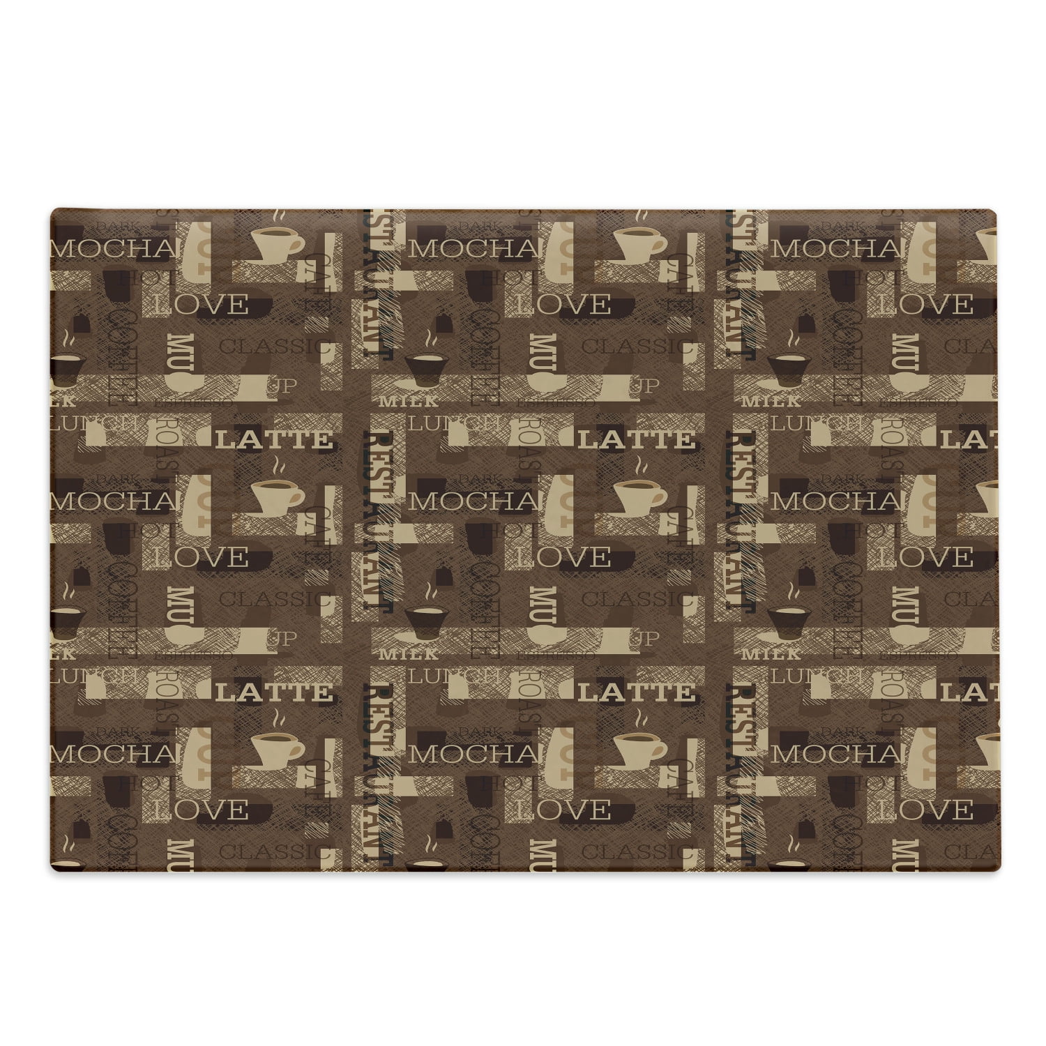 Coffee Cutting Board, Cafeteria Pattern with Hot Mocha Latte Milk Love ...