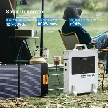 EBL Power Station 1000W Solar Generator + 2 Pcs 100W Portable Solar Panel for Outdoor Camping ...