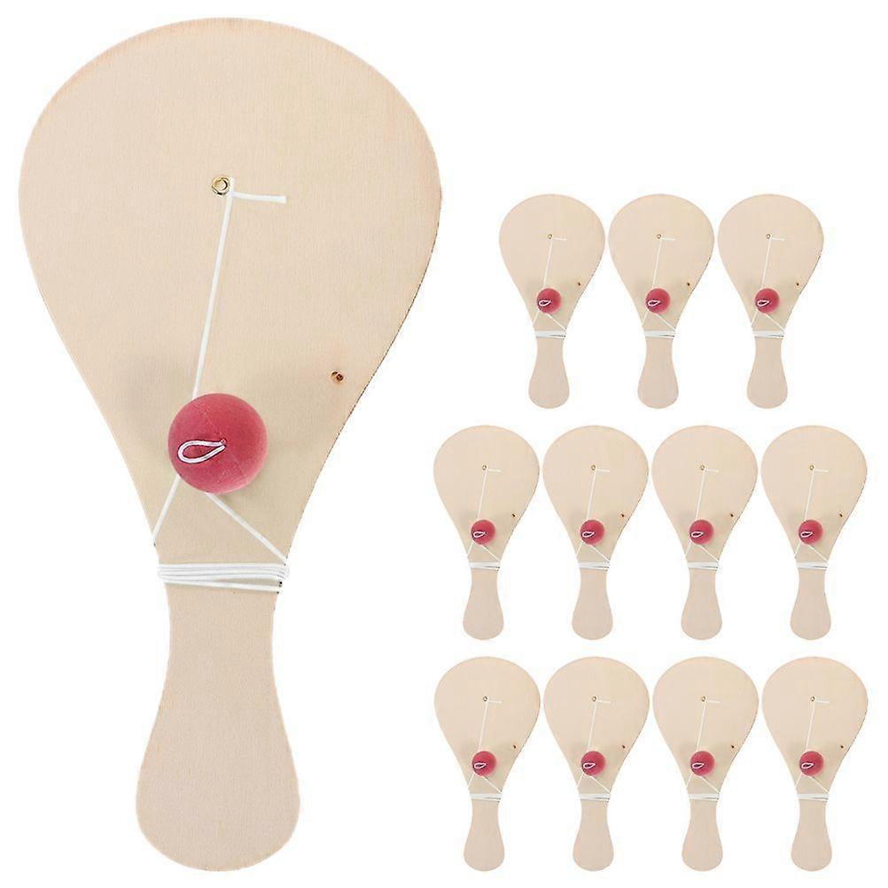 12pcs Hand-Painted Wooden Paddle Ball Set for Kids DIY Graffiti and ...