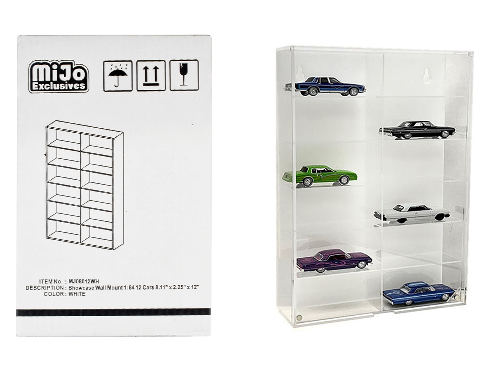 Diecast Showcase 12 Car Display Case Wall Mount with White Back Panel ...