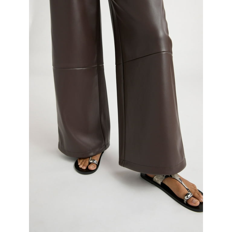 Scoop Women's Faux Leather Wide Leg Parachute Pants with Scoop Women's Faux Leather Wide Leg Parachute Pants with