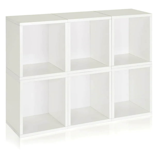 Way Basics Eco Stackable Modular Storage Cubes Plus, White, 6-Pack ...