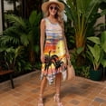 Binienty Sundress with Beach Sunset Palm Design, Irregular Hem ...