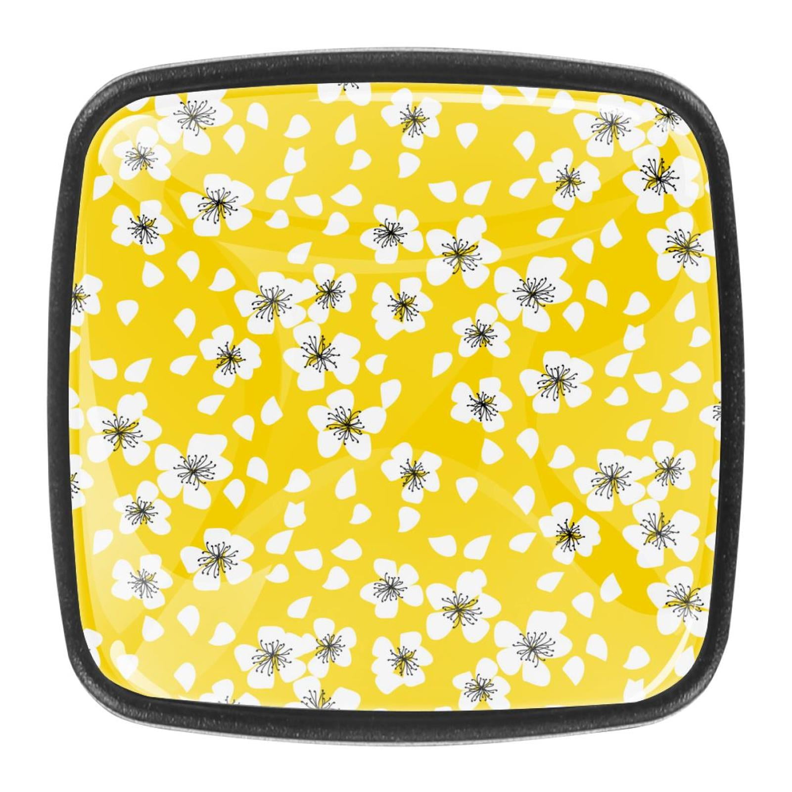 4 Pcs Square Cabinet Handle Cupboard Knob Drawer Pulls Handle Blossom ...