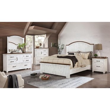 Antique Warm Gray Solid Wood CAL Bedroom Set 5pcs FOA CM7181 Lasthenia ...