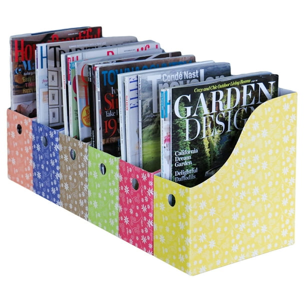 Evelots Set of 6 Magazine File Holder-Organizer-Full 4 Inch Wide-Floral ...