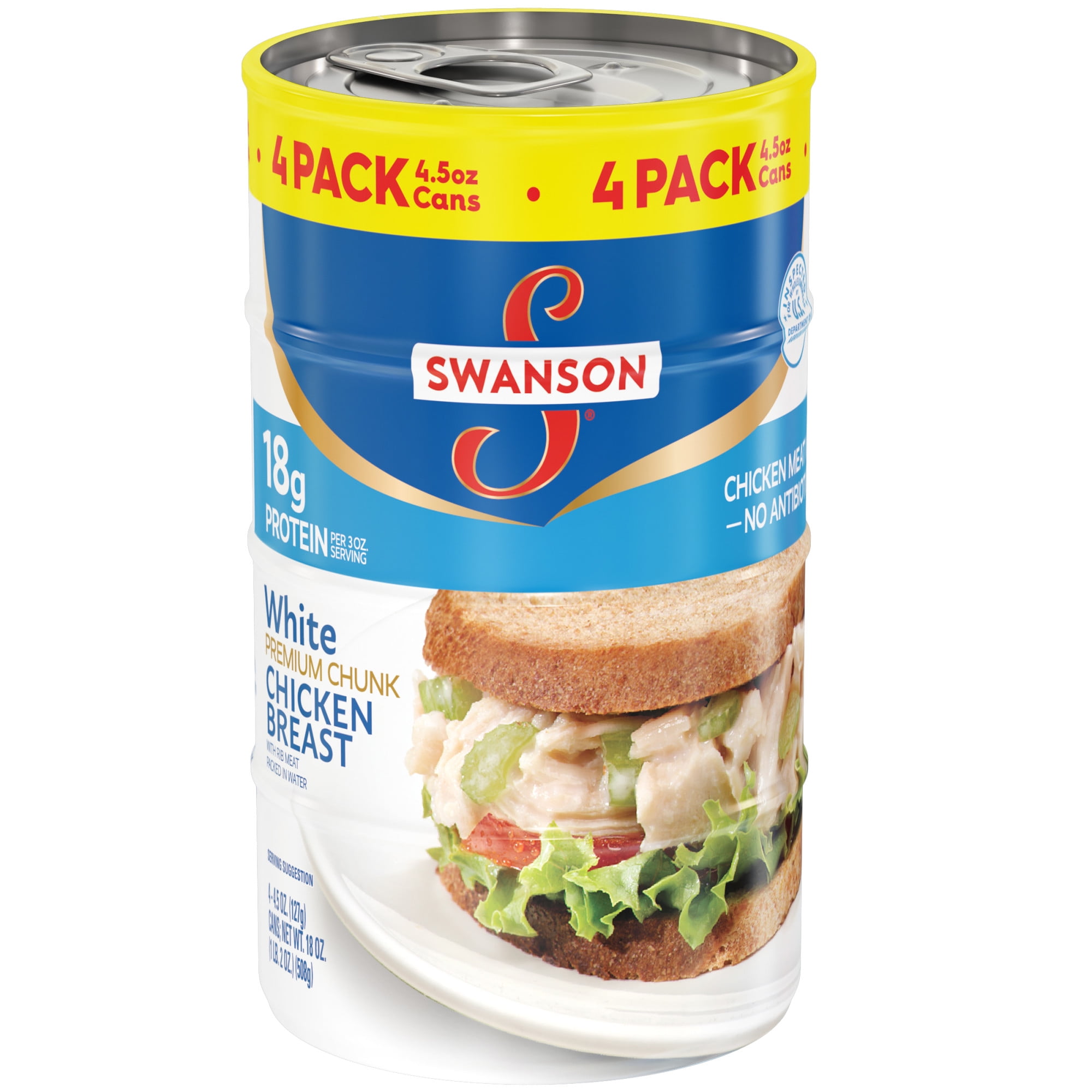 (4 Pack) Swanson White Premium Chunk Canned Chicken Breast in Water ...