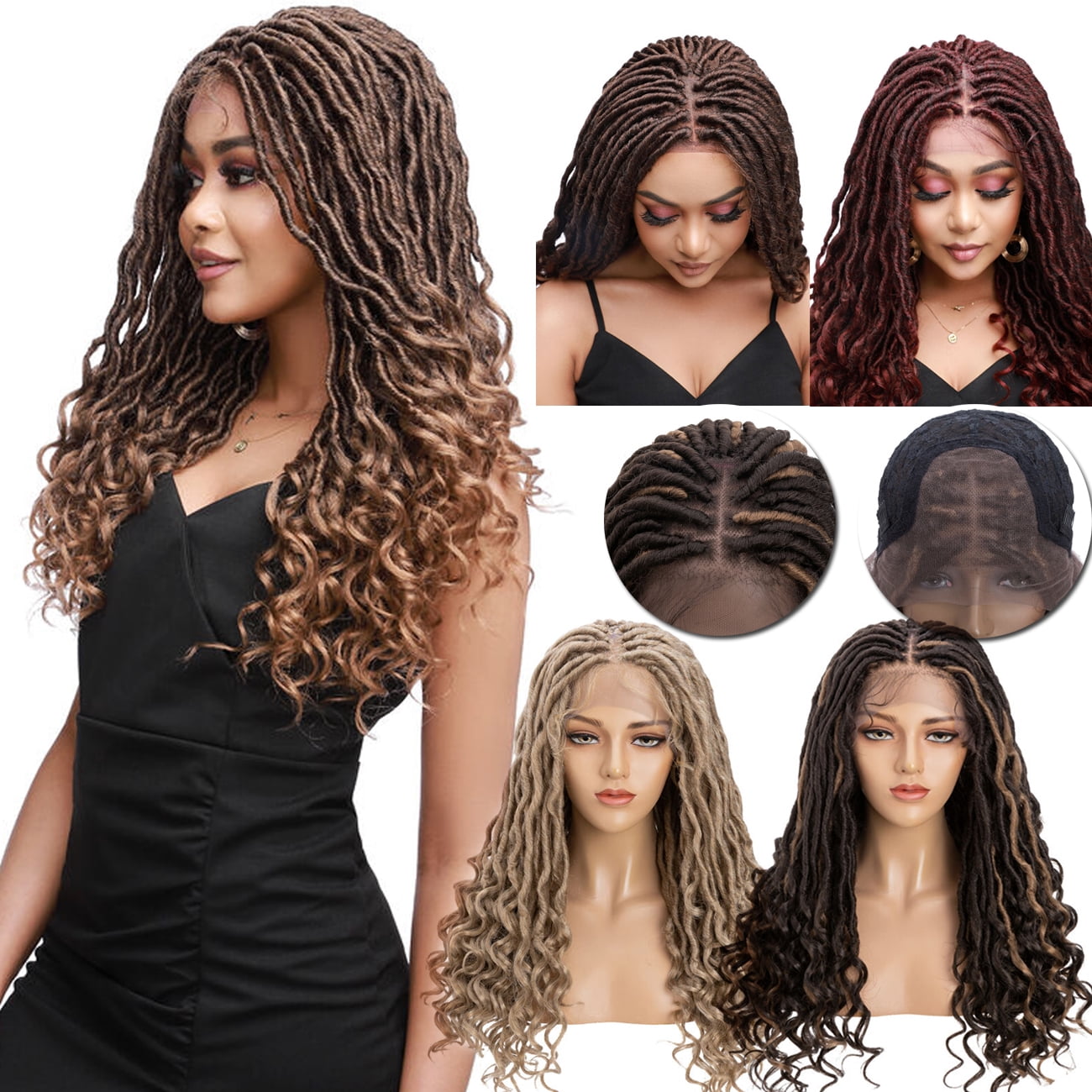 SEGO 4"X4" Braided Twist Braids Curly Ends Synthetic Hair Goddess Faux ...