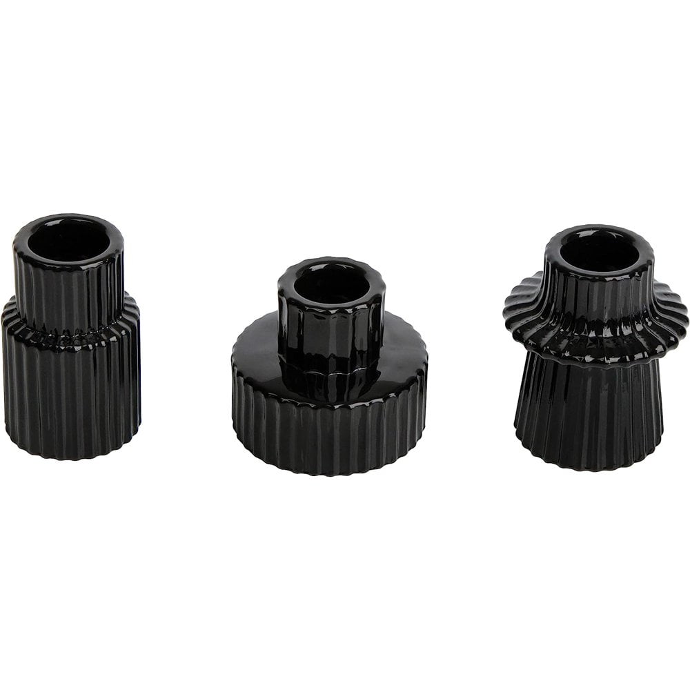 HofferRuffer Set of 3 Taper Glass Candle Holders, Tealight Candlestick ...