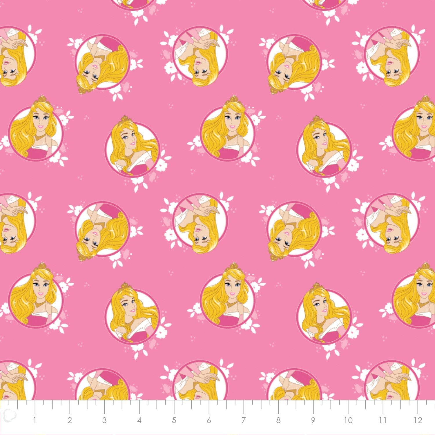 Disney Forever Princess Aurora in Circles in Pink Fabric by The Yard ...