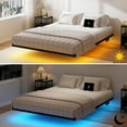Floating Bed Frame Full with Lights, 10" Platform Bed Frame with Slats ...