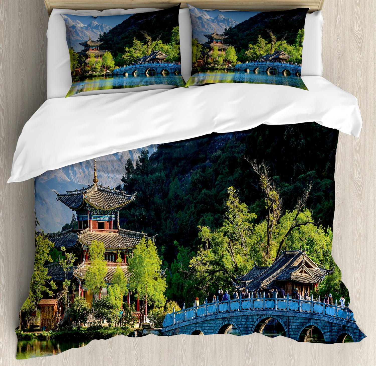 Ancient China Queen Size Duvet Cover Set, Old Town Scene of Lijiang ...