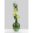 Green Bottleneck Glass Vase, Set of 4, Vintage Floor Vase, Long-Stemmed ...