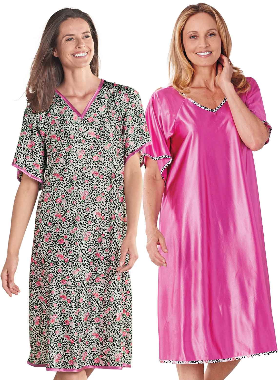 2-Pack Silky Tricot Nightgowns by Cozee Corner - Walmart.com