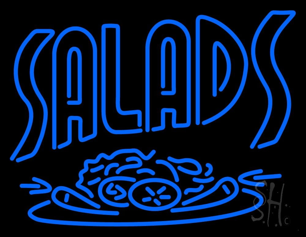 Blue Salads LED Neon Sign 24 x 31 - inches, Black Square Cut Acrylic ...