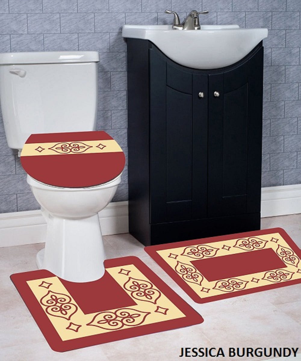 WPM 3 Piece Bath Rug Set JESSICA Pattern Bathroom Rug (20"x32")/large ...