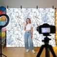 10x8ft Photo Backdrop, Blue Coastal Soft Polyester Backdrop Curtains ...