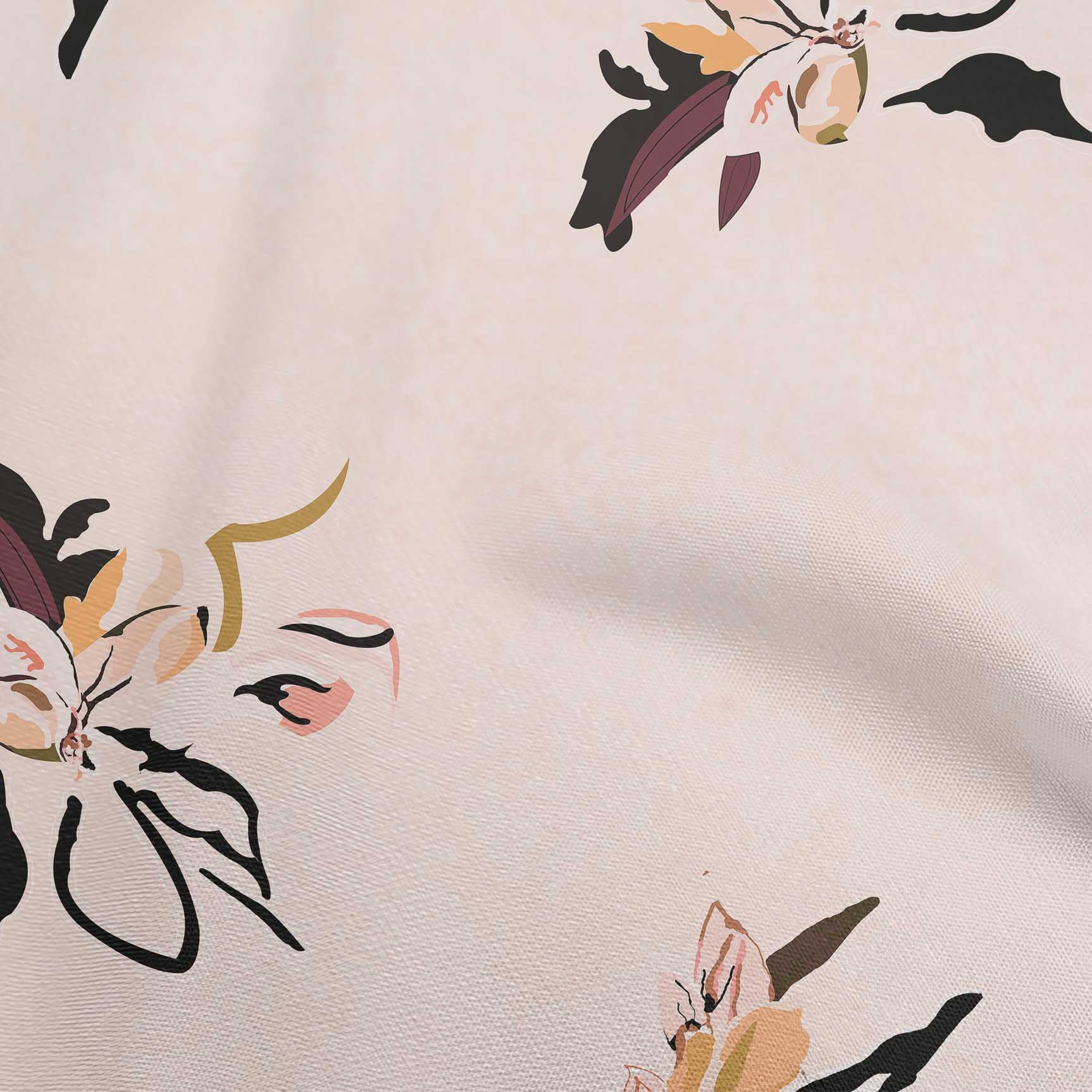 oneOone Cotton Poplin Light Peach Fabric Floral & Diy Clothing Quilting ...