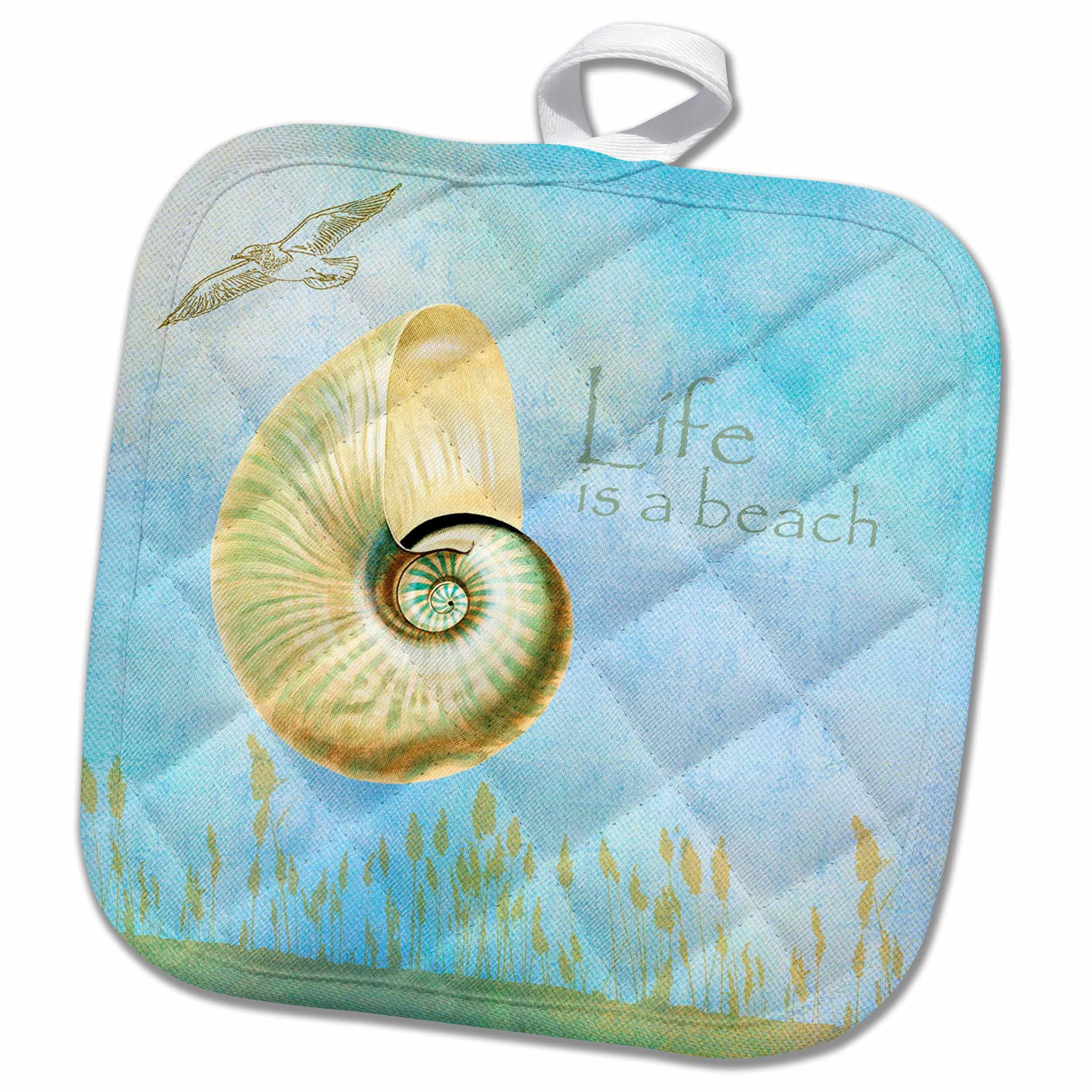 3dRose Inspired Shell Beach Themed Art - Pot Holder, 8 by 8-inch ...