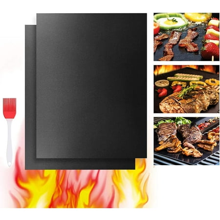 2 Pack Grill Mat, Heavy Duty on Stick Barbecue Mat , Reu able BBQ Grill ...