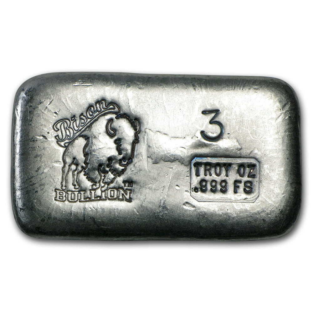 Bison Bullion - 3 oz Hand-Poured Silver Bar - BB - Walmart.com ...