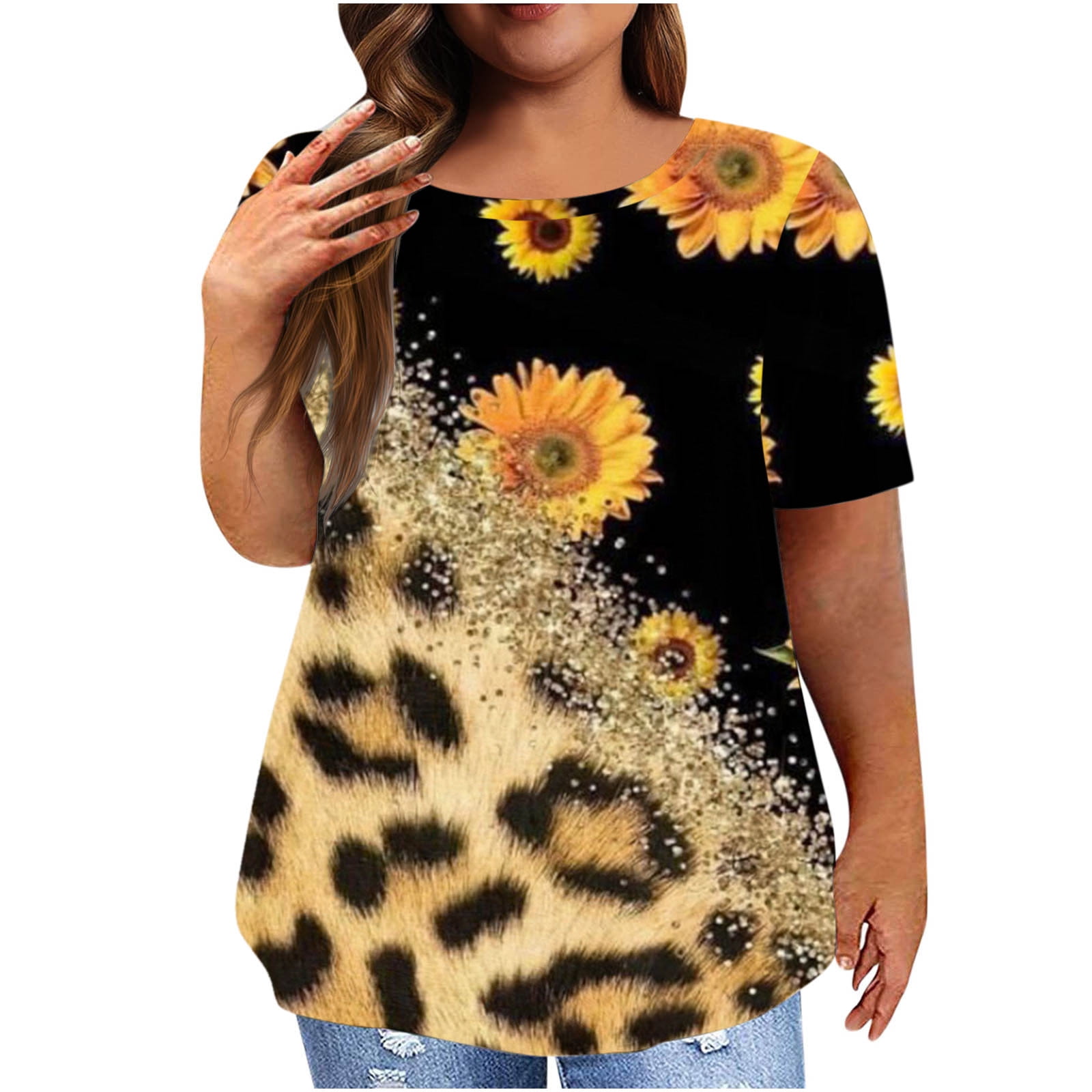 ZQGJB Womens Summer Plus Size Tops Casual Short Sleeve Leopard Color ... ZQGJB Womens Summer Plus Size Tops Casual Short Sleeve Leopard Color ...