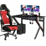 Costway Gaming Desk, K-Shaped E-Sports Computer Table with Cup Holder ...
