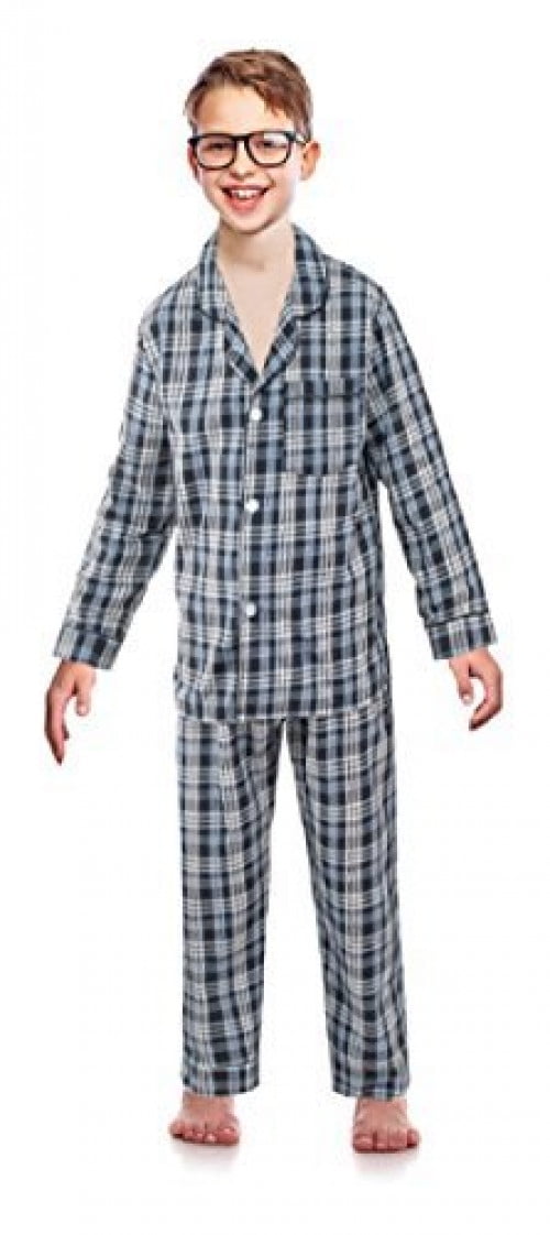 Bill Baileys Sleepwear Big Boys Button Front Woven Pajama Set (14, Navy ...