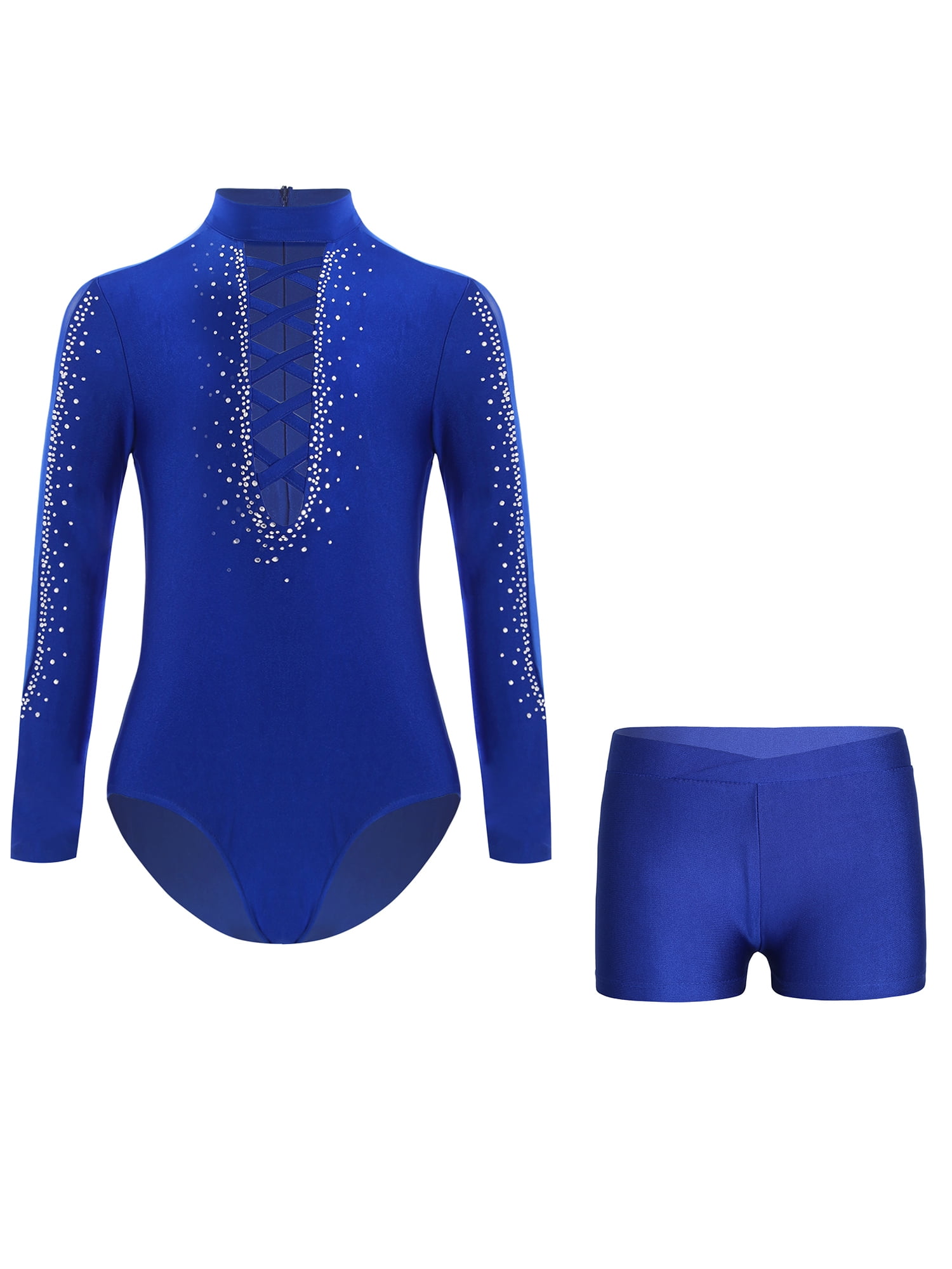 Xnihocha Kids Boys Gymnastics Leotards Dance Outfits Rhinestones Long ...