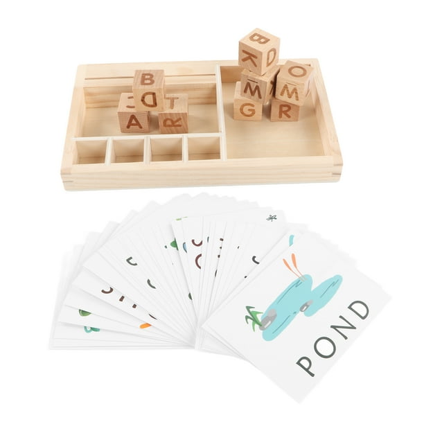 ABC Building Blocks, Wood Alphabet Blocks 30 Cards Improve ...