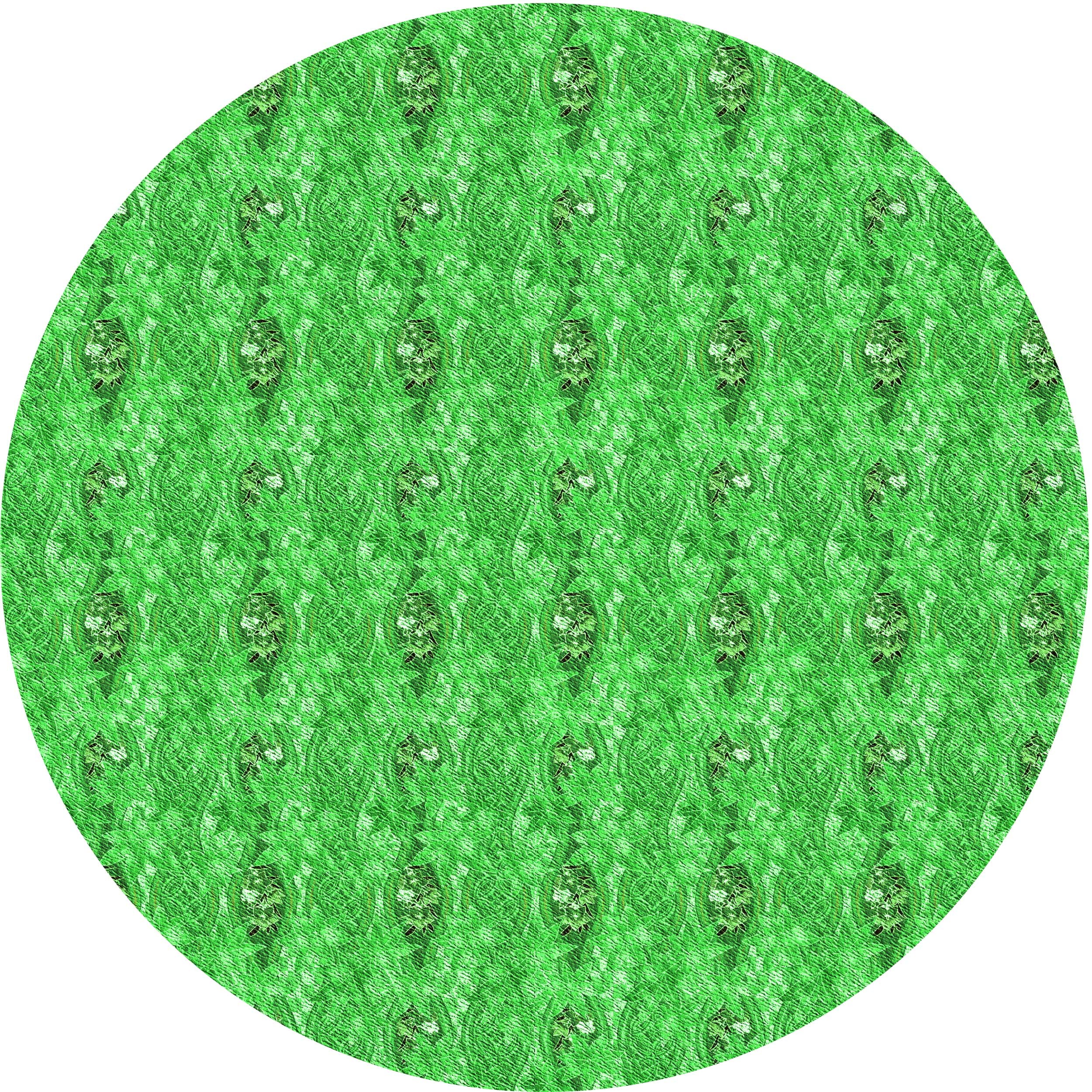 Ahgly Company Indoor Round Patterned Neon Green Area Rugs, 5' Round ...