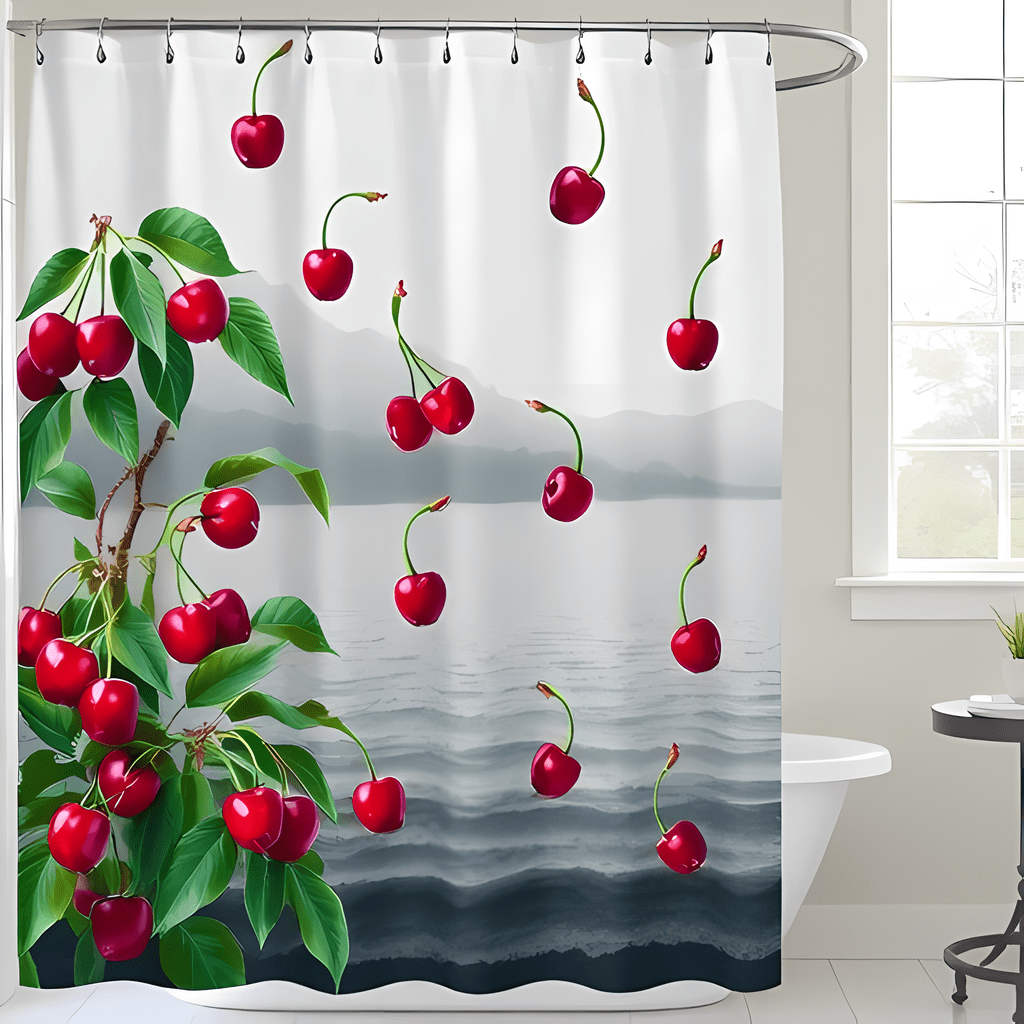 Click here for Qinc Whimsical Cherry Shower Curtain - Vibrant Che... prices