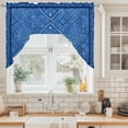 Boho Blue Kitchen Curtains Swag Valance for Windows/Bathroom/Cafe ...
