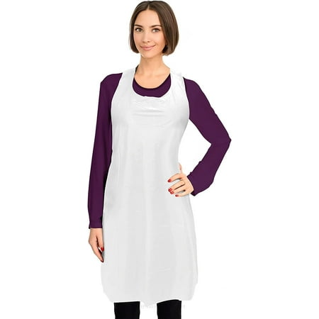 12 Pack White Die Cut Vinyl Aprons 35" x 50" Disposable Aprons for Meat ...