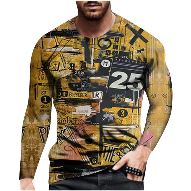 Oxodoi Sales Clearance Long Sleeve Tee Shirts for Men Men's Loose Round ...