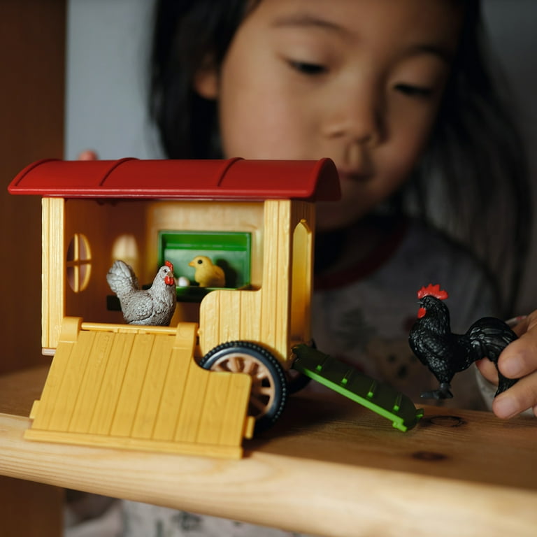 Farm World Playset SCHLEICH Chicken Coop Toy Set - 8 Piece Farm Animal ...