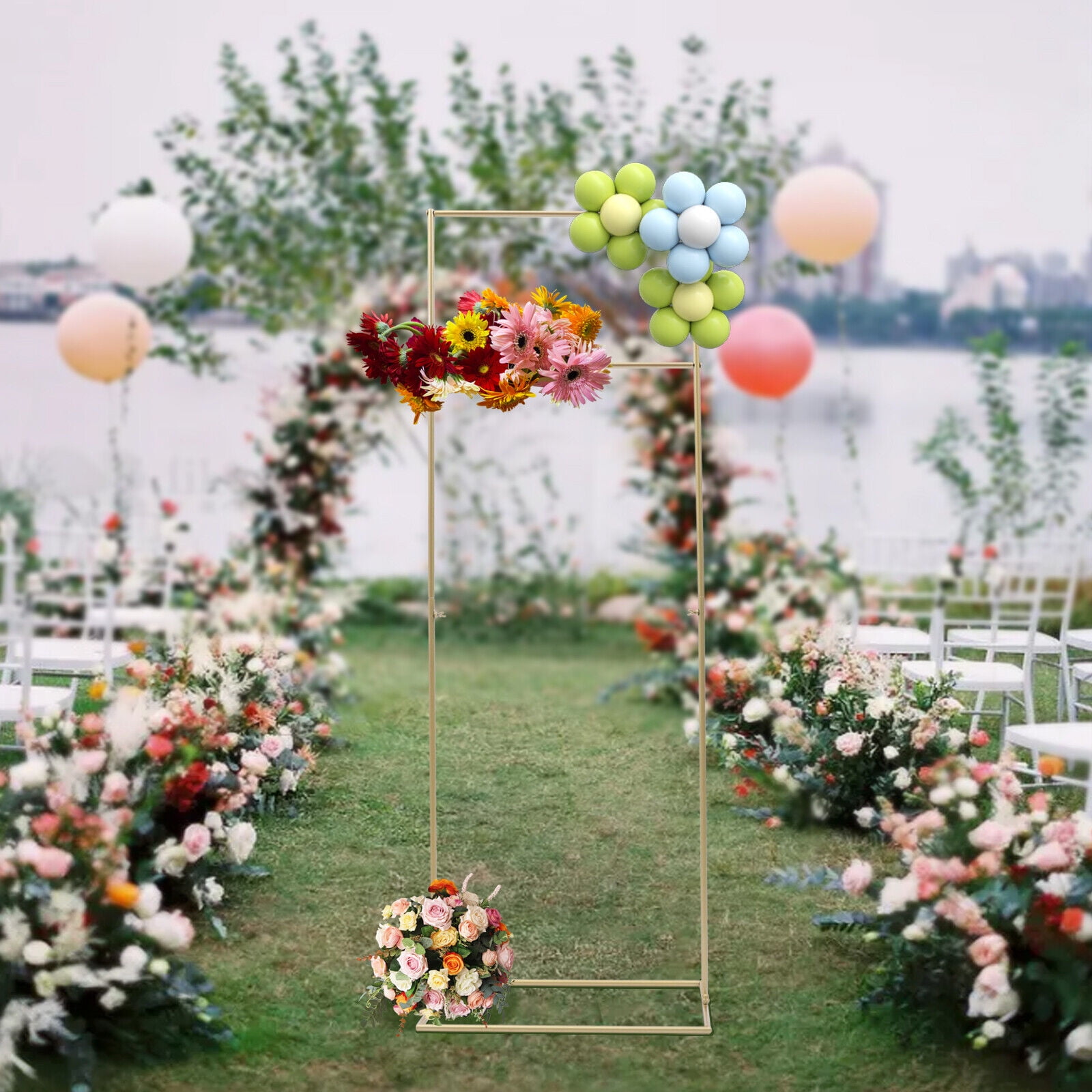 Arch Stand Metal Backdrop Frame Gold Wedding Venue Balloon Decor Square ...