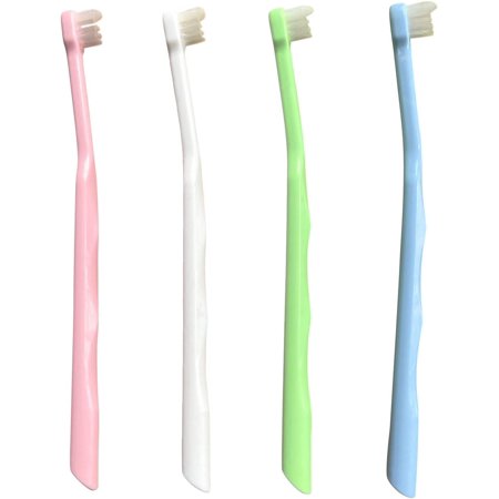 ShenMo 4 Pieces（White+Green+Blue+Pink）Orthodontic Toothbrush Small Head ...
