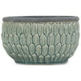 Contemporary Home Living 8" Green Round Pot with Overlapping Leaf ...