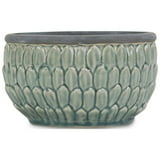 Contemporary Home Living 8" Green Round Pot with Overlapping Leaf ...