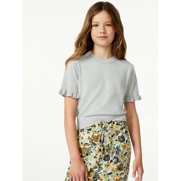 Free Assembly Girls Short Sleeve Ruffle Sweater, Sizes 4-18 - Walmart.com