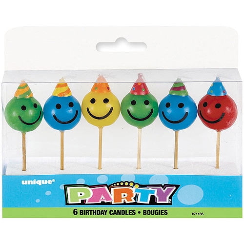Smiley Face Pick Birthday Candles, 6pk - Walmart.com